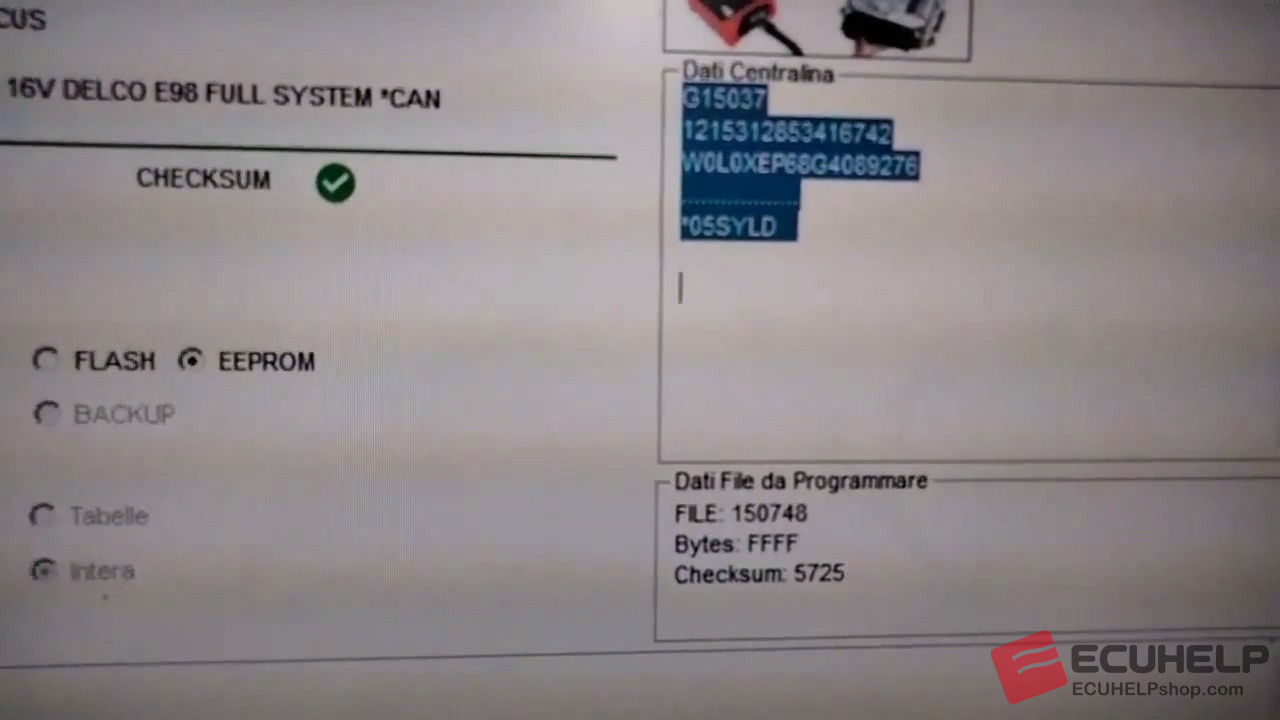 Read/write Opel Delco ECU E98 using ECUHELP KT200