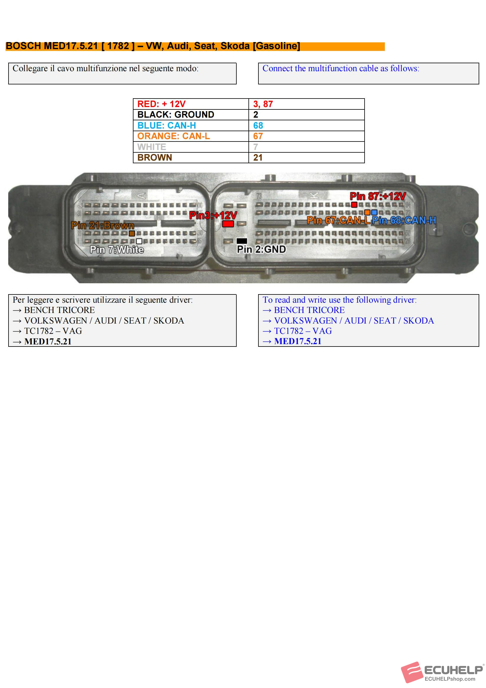 How to Read / Write VW Bosch MED17.5.21 by ECUHELP KT200?