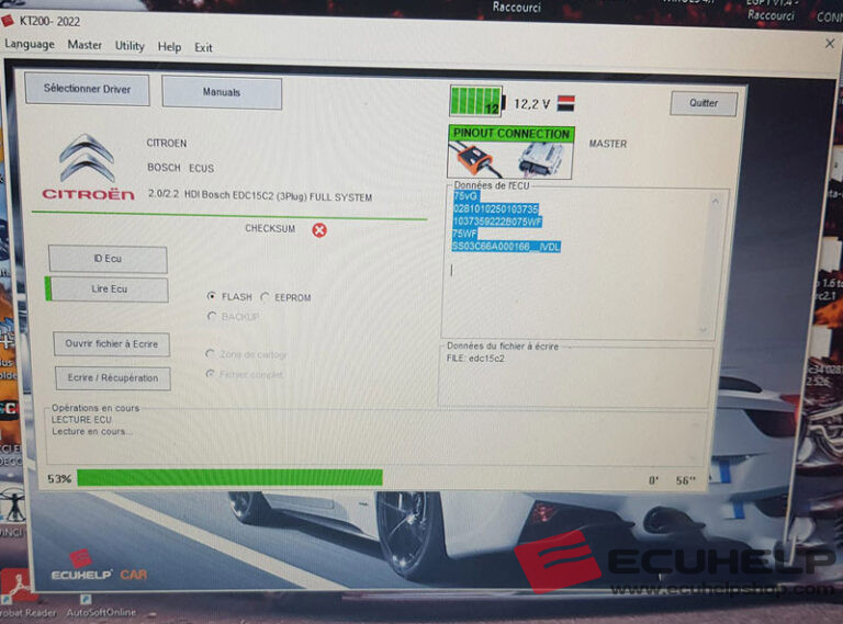 How KT200 Read Write PSA edc15c2 OBD, Boot, Pinout Mode?