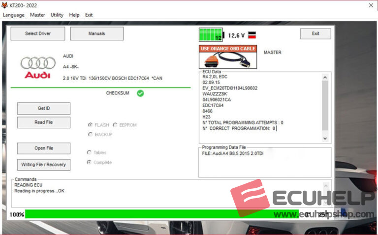 KT200 Read and Write Edc17c64 Bench and OBD all ok