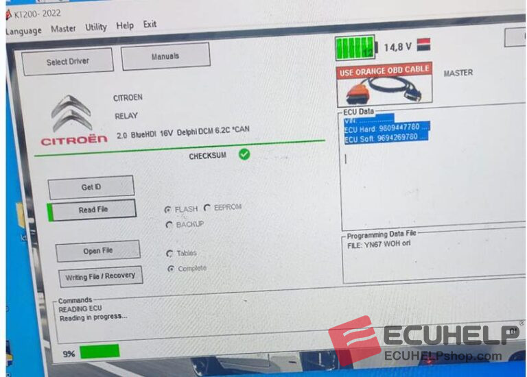 OBD Read and Write PSA DCM6.2c using KT200