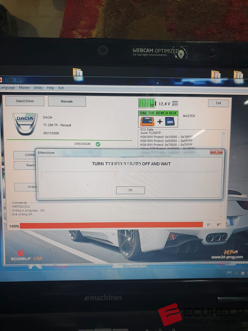 Read and Write Renault MD1CS006 on Bench with KT200
