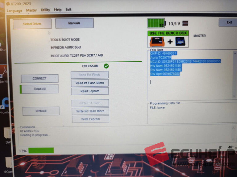 KT200 PSA DCM7.1A DCM7.1B Boot Mode: R/ W/Chck OK