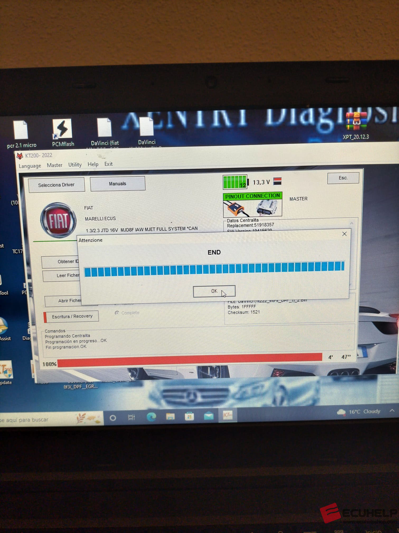 KT200 Read and Write Fiat Marelli MJD8F BDM Jtag Mode