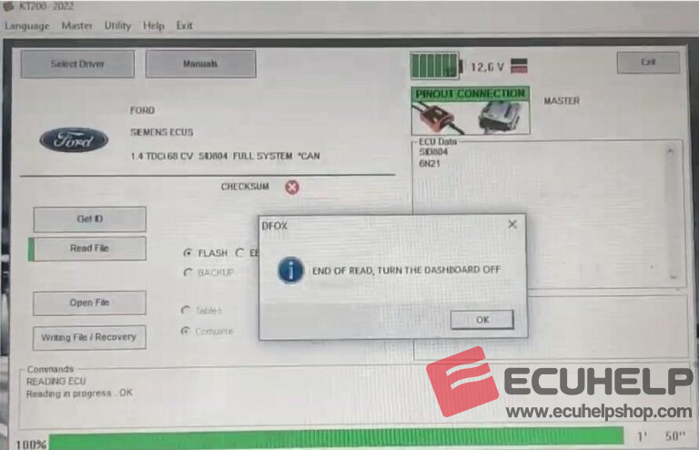 KT200 Read Write Ford Siemens SID804 Pinout Mode