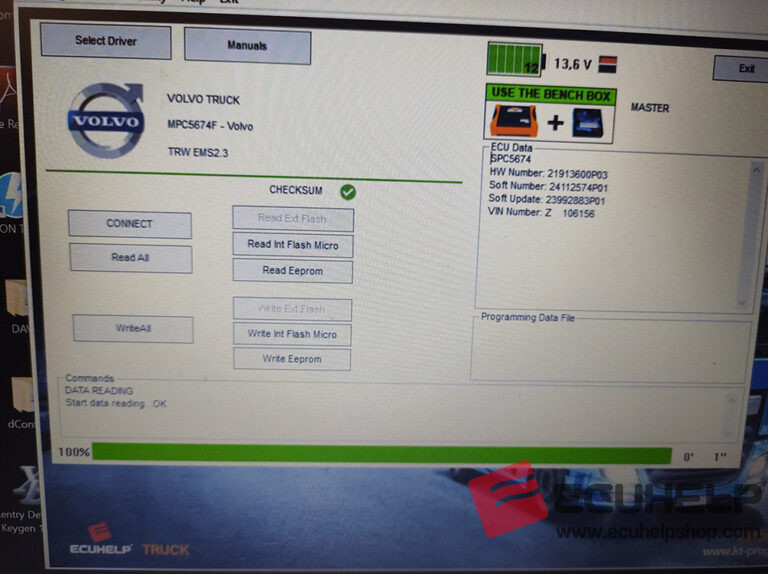 KT200 Volvo Truck ems2.3 Read Write on Bench OK