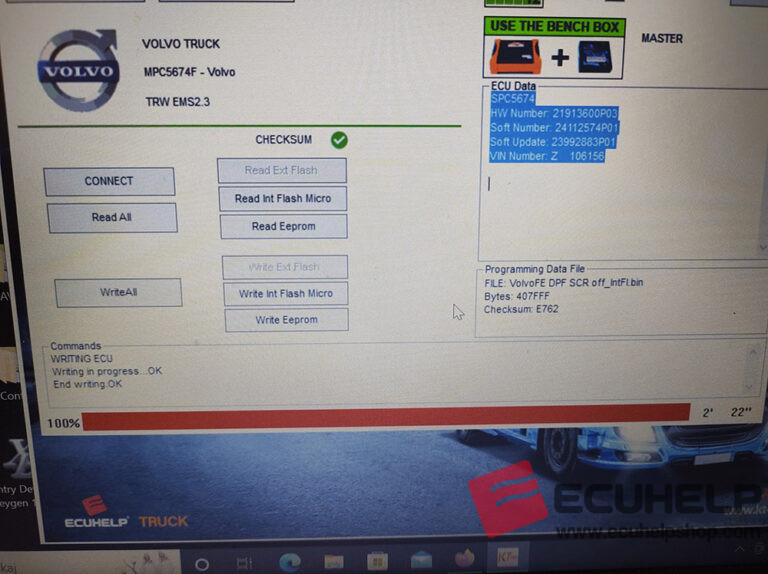 KT200 Volvo Truck ems2.3 Read Write on Bench OK