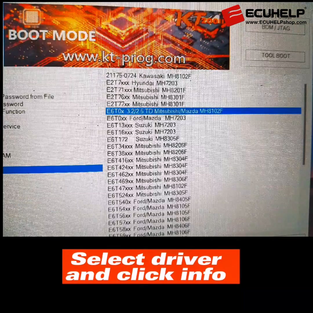 KT200II Read Write MITSUBISHI E6T0X BOOT MODE – OK