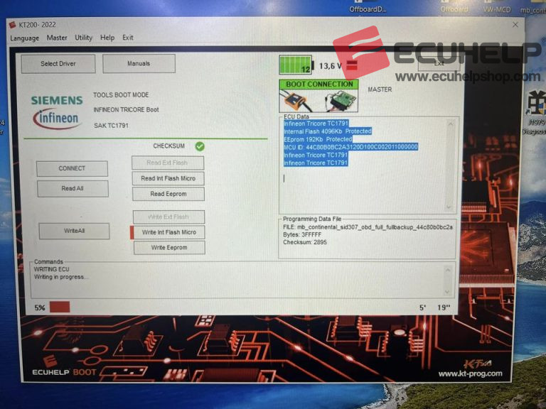 KT200 Read Write Mercedes SID310 Both Bench and Boot Mode