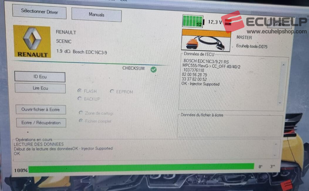 ECUHELP KT200 Read Write Renault EDC16 C3-9 via OBD
