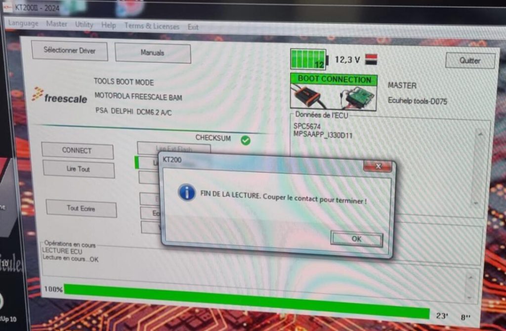 Read Write Peugeot DCM6.2 C ECU with KT200II in BOOT MODE