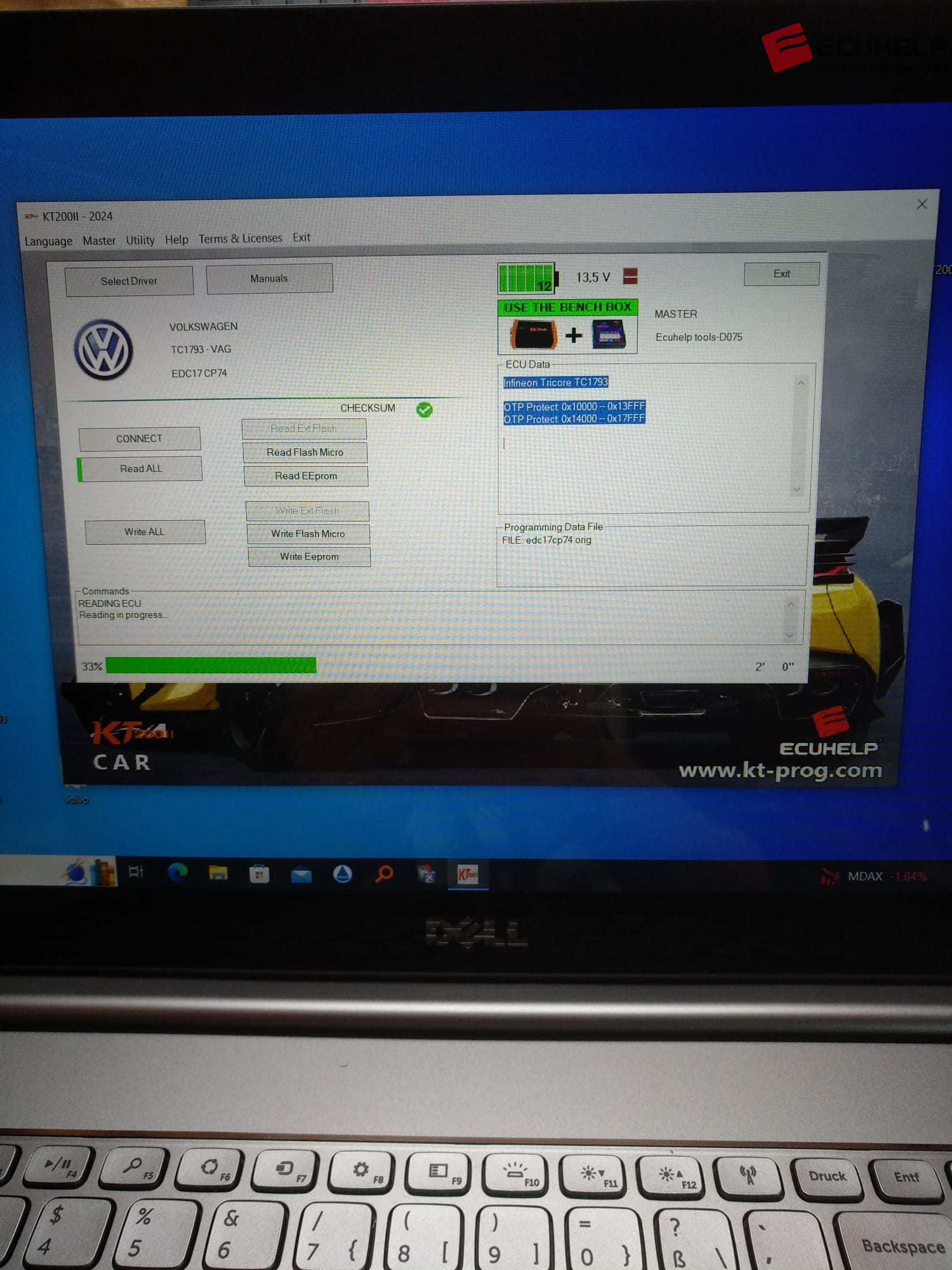 KT200II read and write EDC17CP74 on Bench