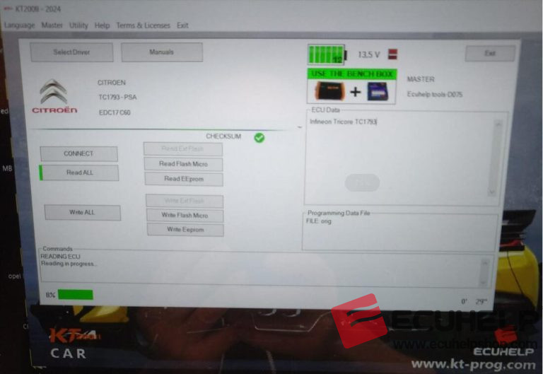 Read Write Citroen Bosch EDC17C60 on Bench via KT200II