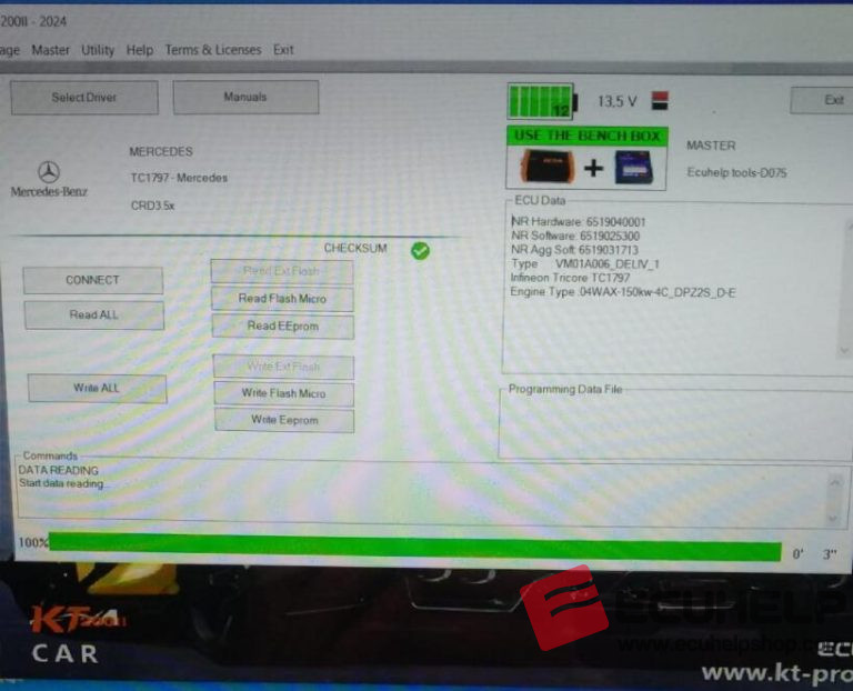 KT200II Read Write MB CRD 3.50 on Bench