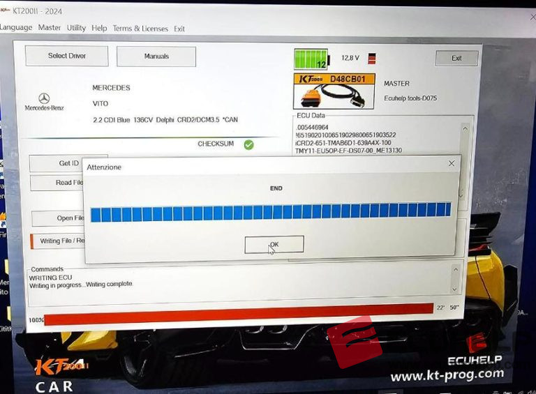 OBD Read and Write Mercedes CRD 2.20 with KT200II