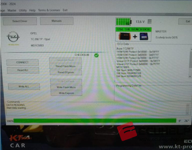 KT200II bench read write Opel Crossland 1.5D MD1CS003 2020