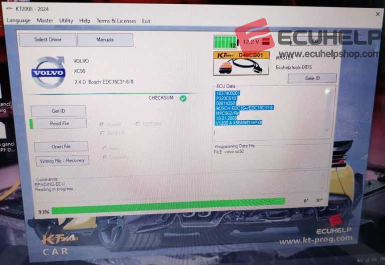 KT200 II Read Write Volvo XC90 Bosch EDC16C31 via OBD