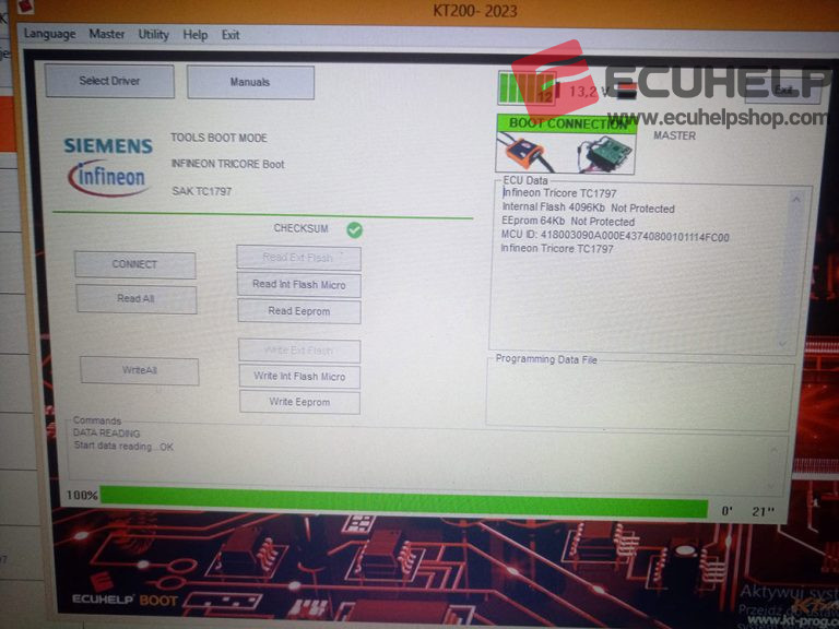 KT200II Read Write Peugeot 3008 Continental 807 E in Boot Mode