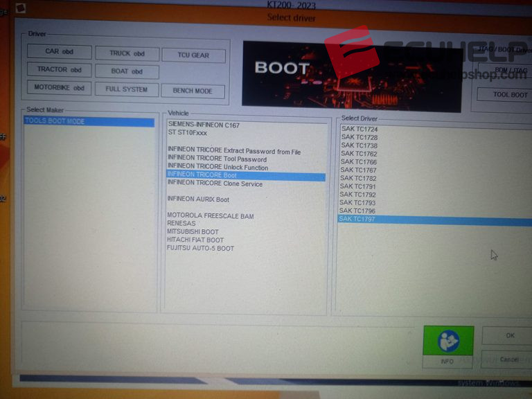 KT200II Read Write Peugeot 3008 Continental 807 E in Boot Mode