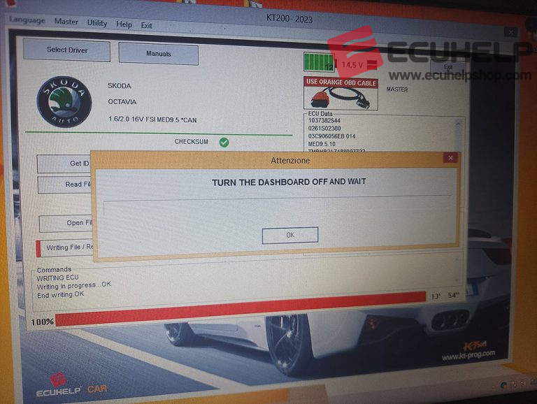 KT200 II Read Write Skoda 1.6 fsi MED9.5 via OBD