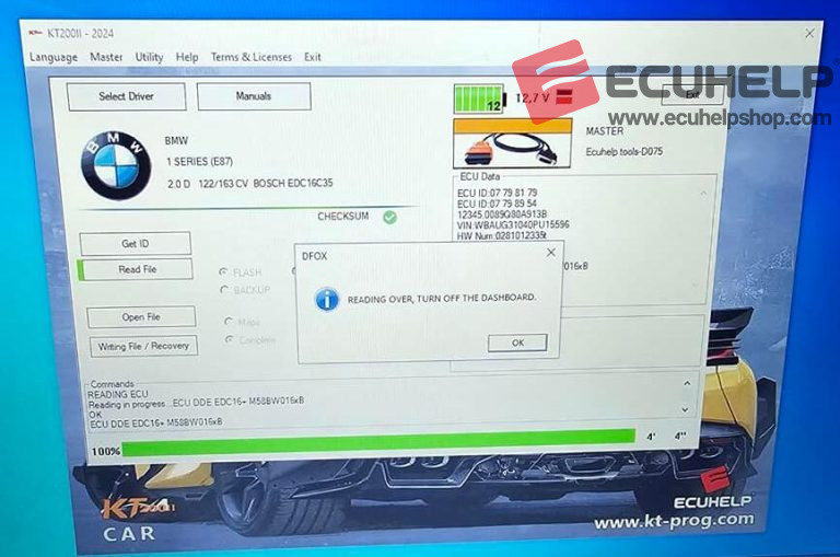 ECUHELP KT200 II Read/Write BMW EDC16C35 via OBD