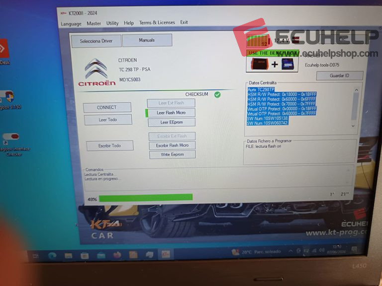 KT200 II Read and Write PSA Bosch MD1CS003 on Bench