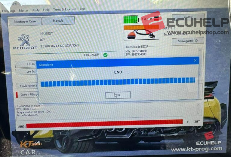 KT200 II Read Write SID803A Peugeot 807 via OBD
