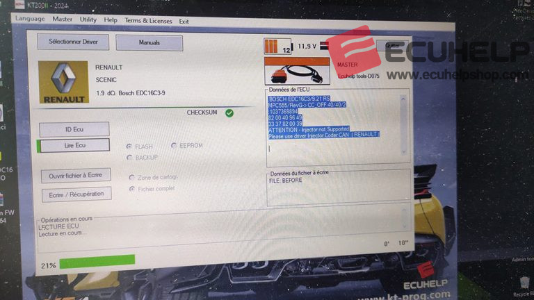 KT200II Read Write Renault Scenic II 1.9dci 120 Edc16C3 via OBD