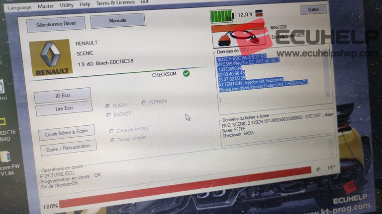 KT200II Read Write Renault Scenic II 1.9dci 120 Edc16C3 via OBD