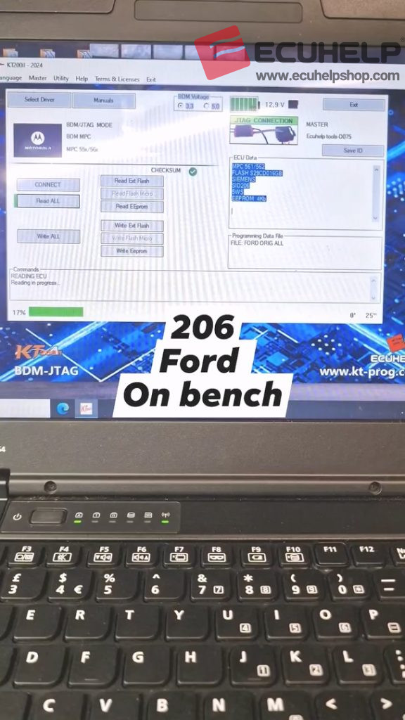 KT200II Read Write Ford Siemens SID206 on Bench