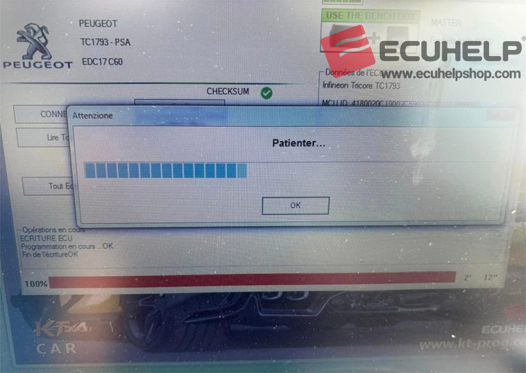 KT200II Read Write EDC17c60 Peugeot 3008 on Bench