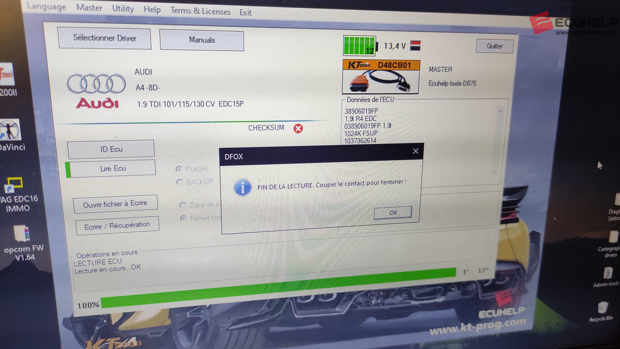 KT200 Full System Read Write Audi A4 EDC15P+ 1.9 tdi 130ch