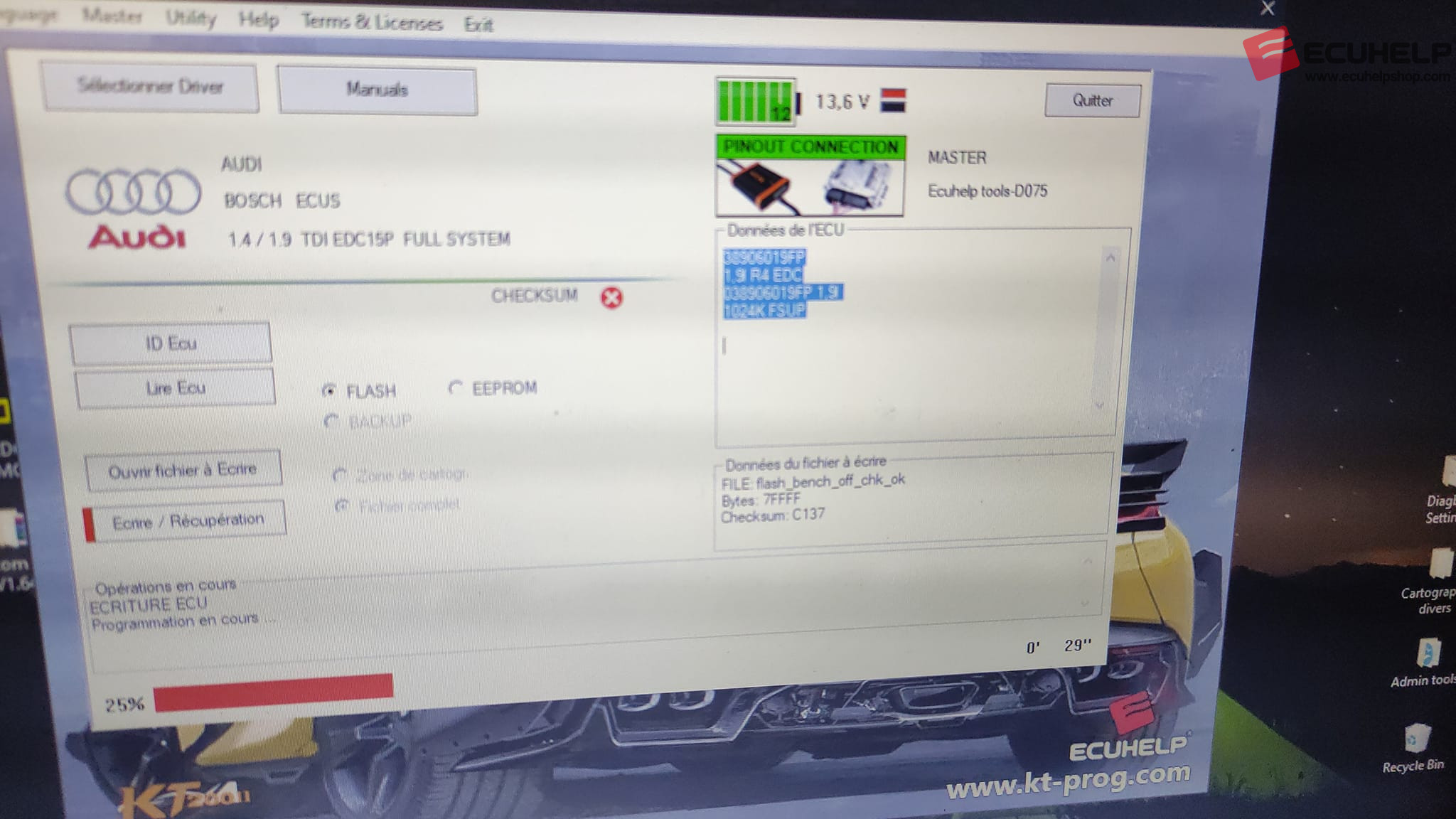 KT200 Full System Read Write Audi A4 EDC15P+ 1.9 tdi 130ch