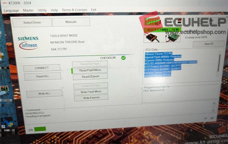 KT200II Read/Write simos 18.1 (tc1791) seat leon fr 2016 Boot Mode