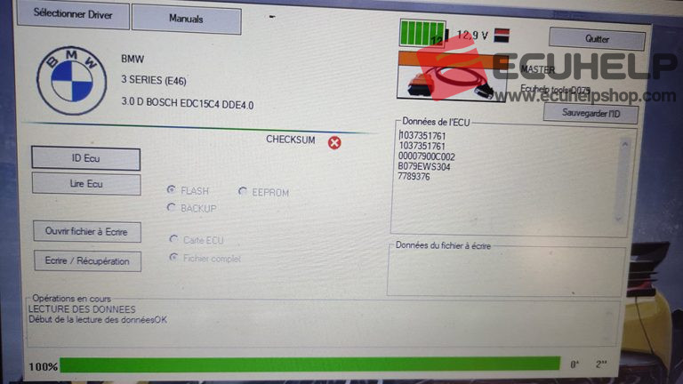 KT200 2 Read/Write BMW 330D 3.0L 6cyl in Pinout Mode