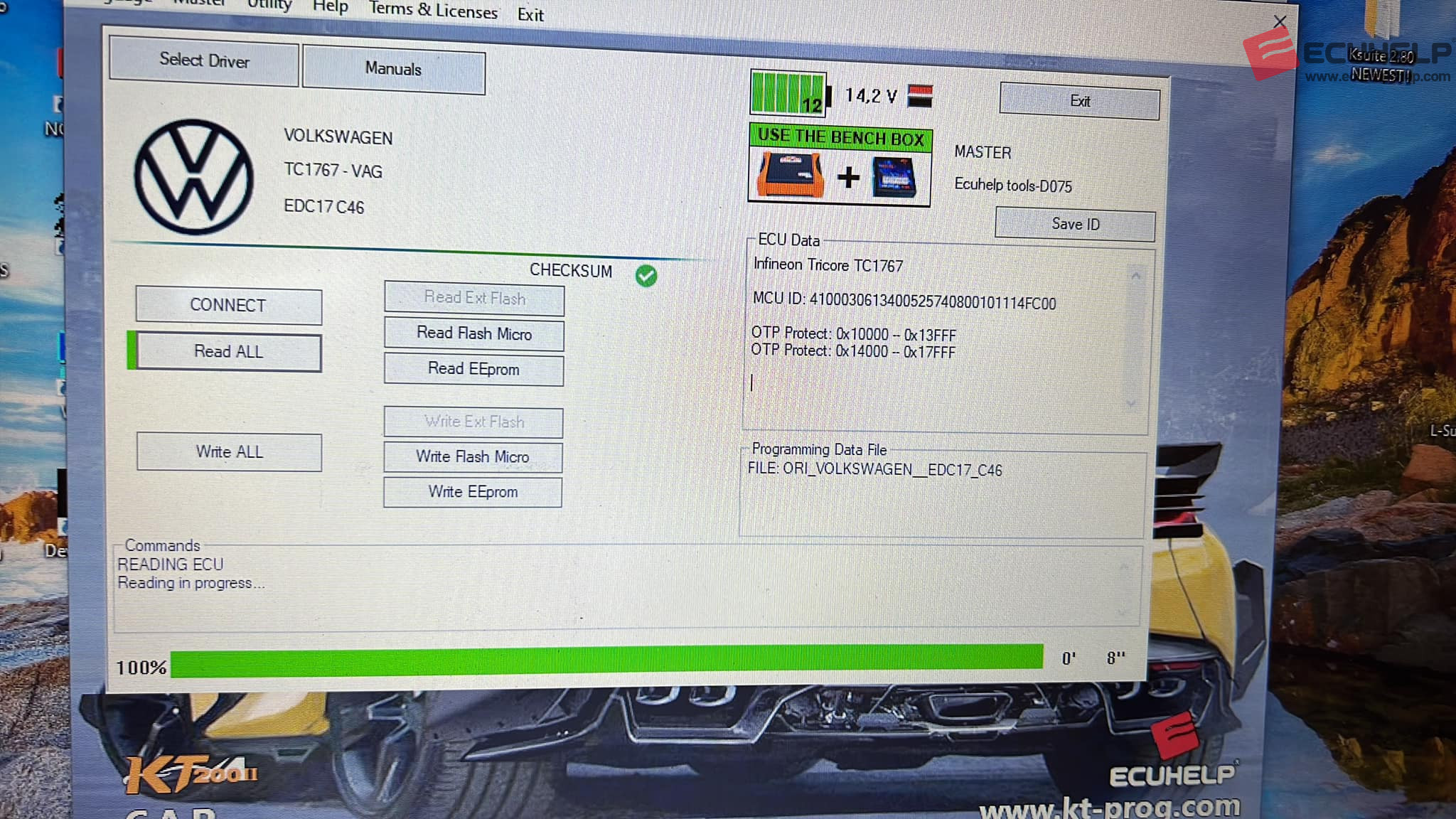 KT200 II Read and Write VW EDC17C46 on Bench