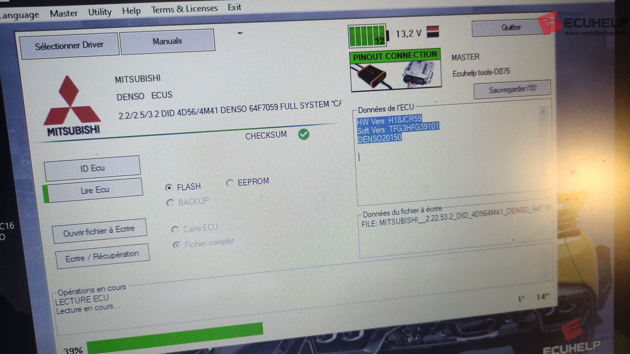 KT200 II Read Write Mitsubishi L200 Denso SH7059 Full System Mode