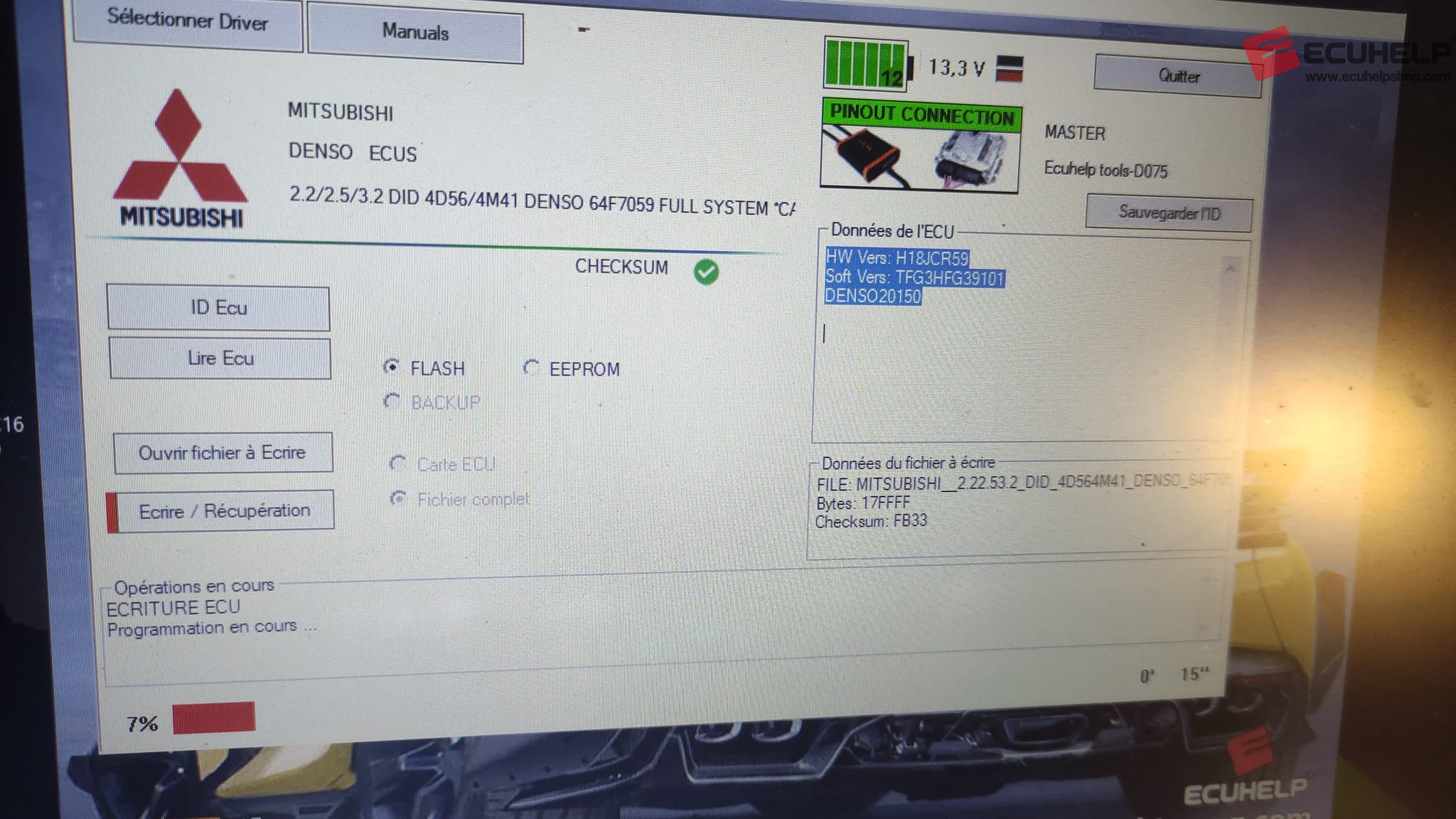 KT200 II Read Write Mitsubishi L200 Denso SH7059 Full System Mode