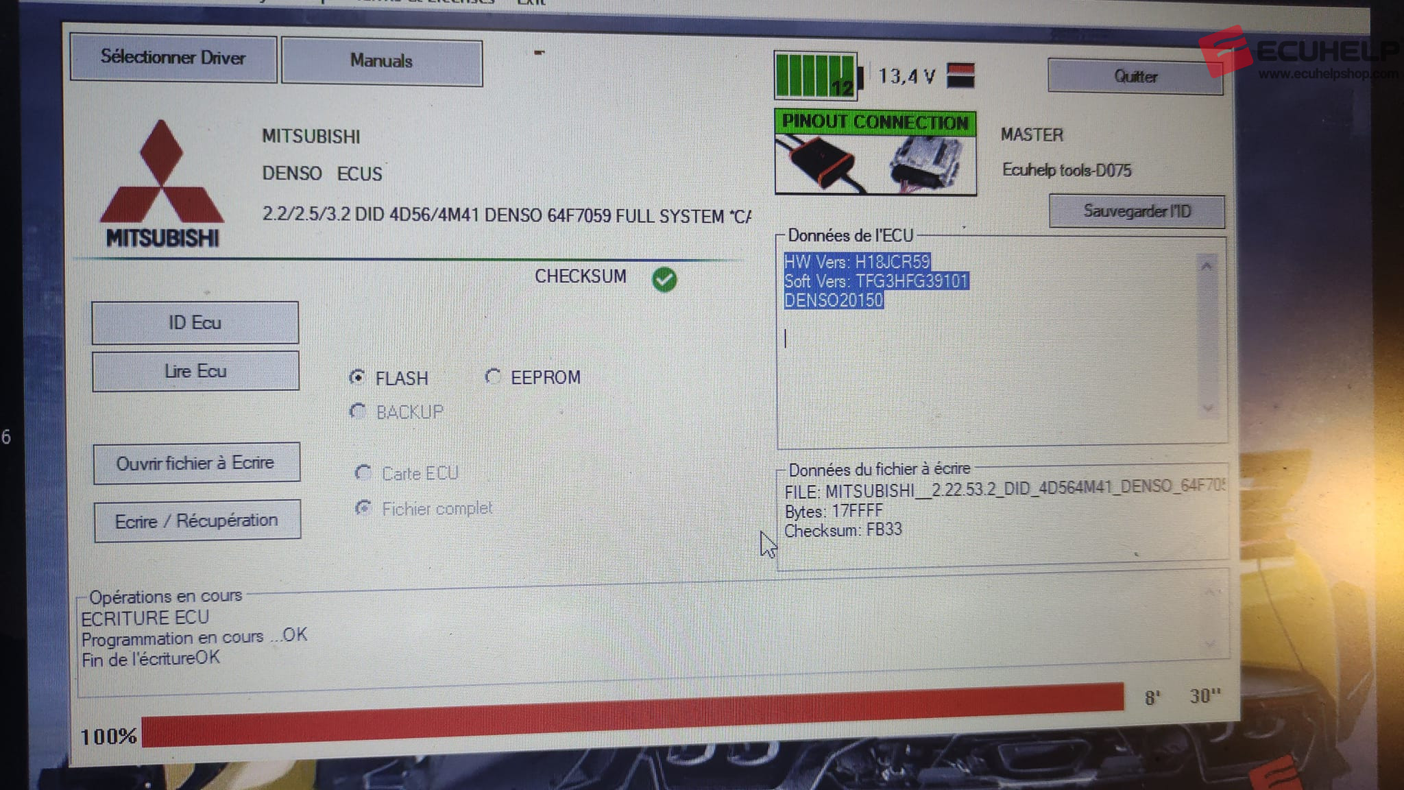 KT200 II Read Write Mitsubishi L200 Denso SH7059 Full System Mode