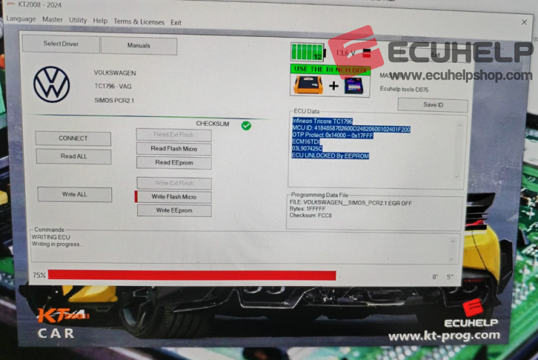 KT200 II R/W VW Passat B7 1.6 tdi Simos PCR2.1 on Bench