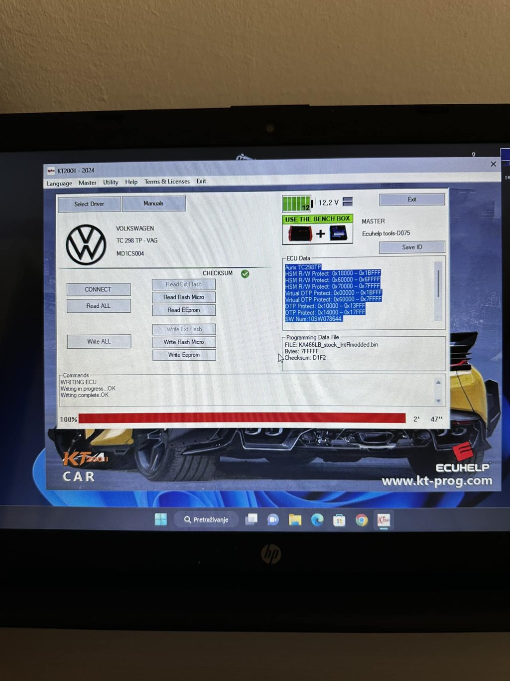 KT200 II Read Write VW Passat 2020 Bosch MD1CS004 on Bench