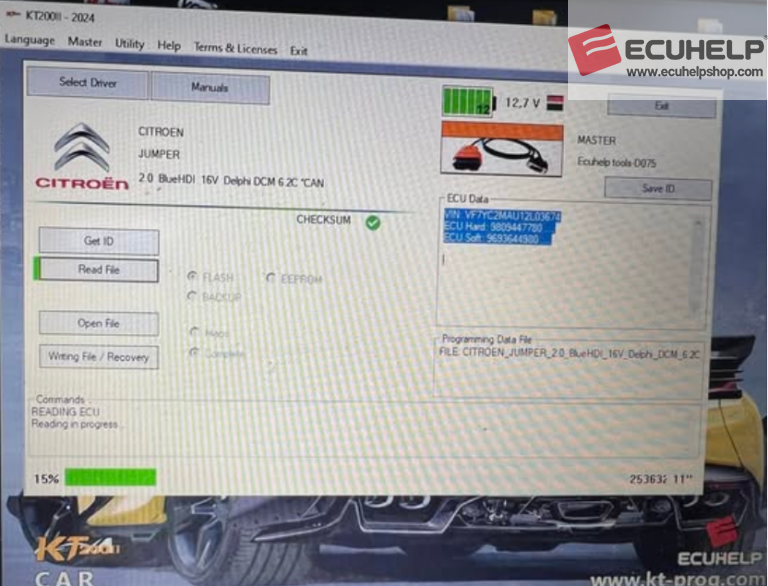 ECUHELP KT200II Read/Write DCm6.2c Jumper 2.0 HDI 130 via OBD