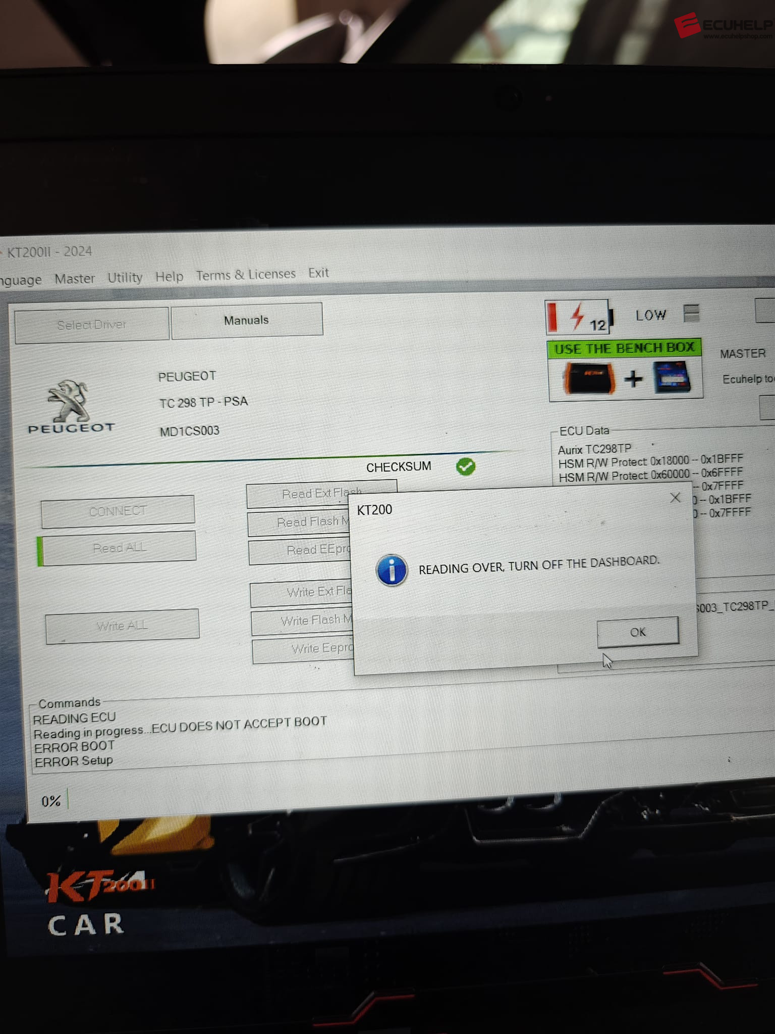 Fix KT200II Peugeot MD1CS003 Bench ERROR BOOT / Setup