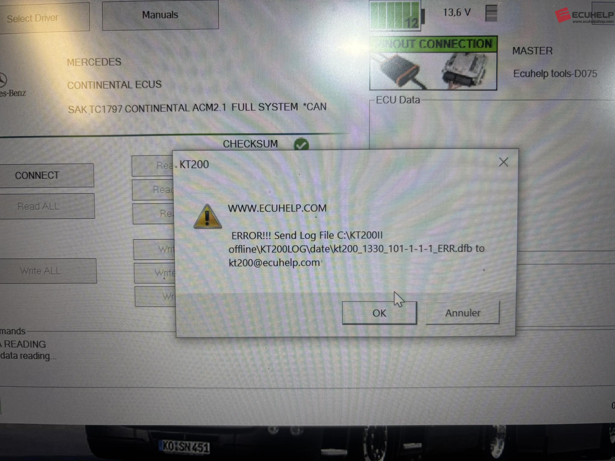 How to fix KT200II Read Mercedes ACM 2.1 get no connection?