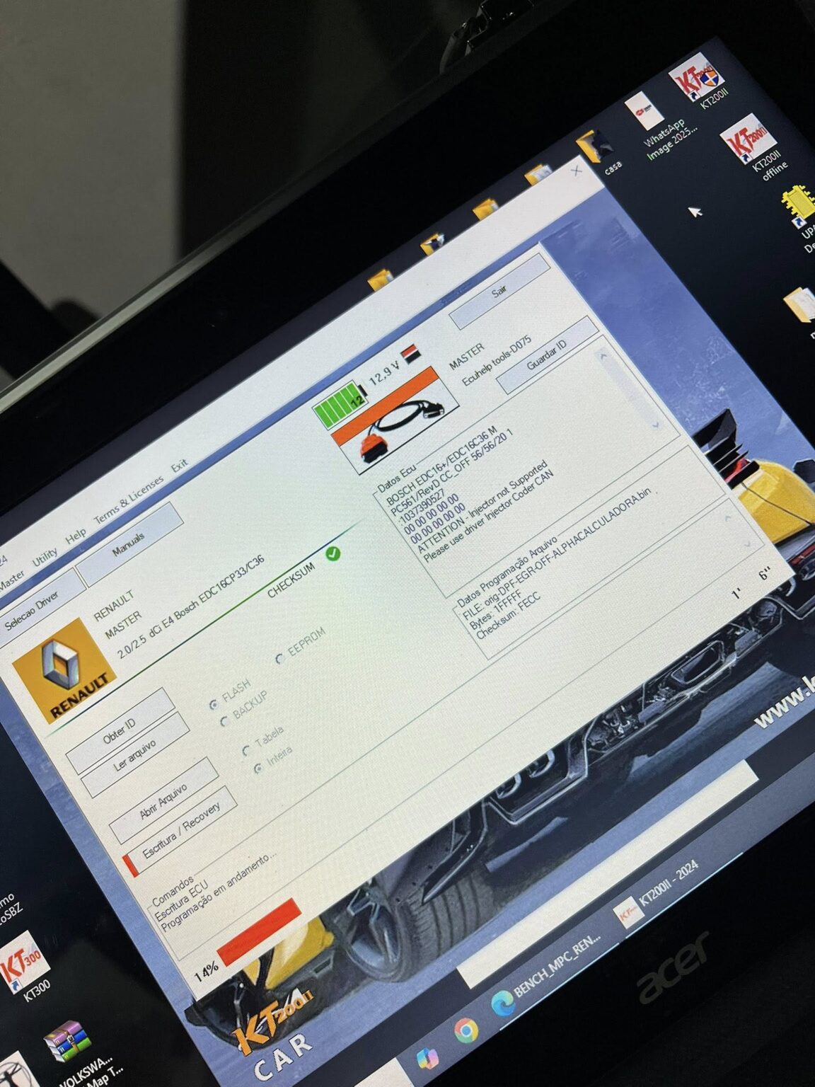 ECUHELP KT200II Read / Write Renault EDC16C36 via OBD